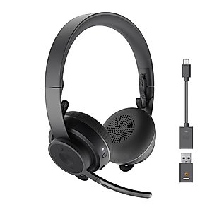 Logitech Zone 900 On-Ear Wireless Bluetooth Headset with Advanced Noise-canceling Microphone, Connect up to 6 Wireless Devices with one Receiver, Quick Access to ANC and Bluetooth