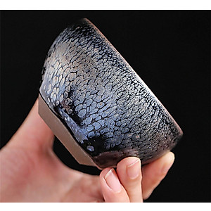 HAPPYDOG JianZhan Tenmoku Tea Coffee Cup Bowl Chinese Crafts Mug Designer Collection Ceremony Ancient Style Handmade (Mixed 2 colors gift box)