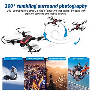 TizzyToy Drone with Camera 4K, Drones for adults, WiFi FPV RC Quadcopter with Gesture Control, 3D FlipFoldable Mini Drones Toys Gifts for Kids Beginners, Controlled Camera，Drone with LED Lights, Headless Mode,One Key Start Mode