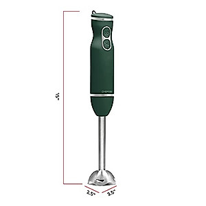 Chefman Immersion Stick Hand Blender with Stainless Steel Blades, Powerful Electric Ice Crushing 2-Speed Control Handheld Food Mixer, Purees, Smoothies, Shakes, Sauces & Soups, Forest