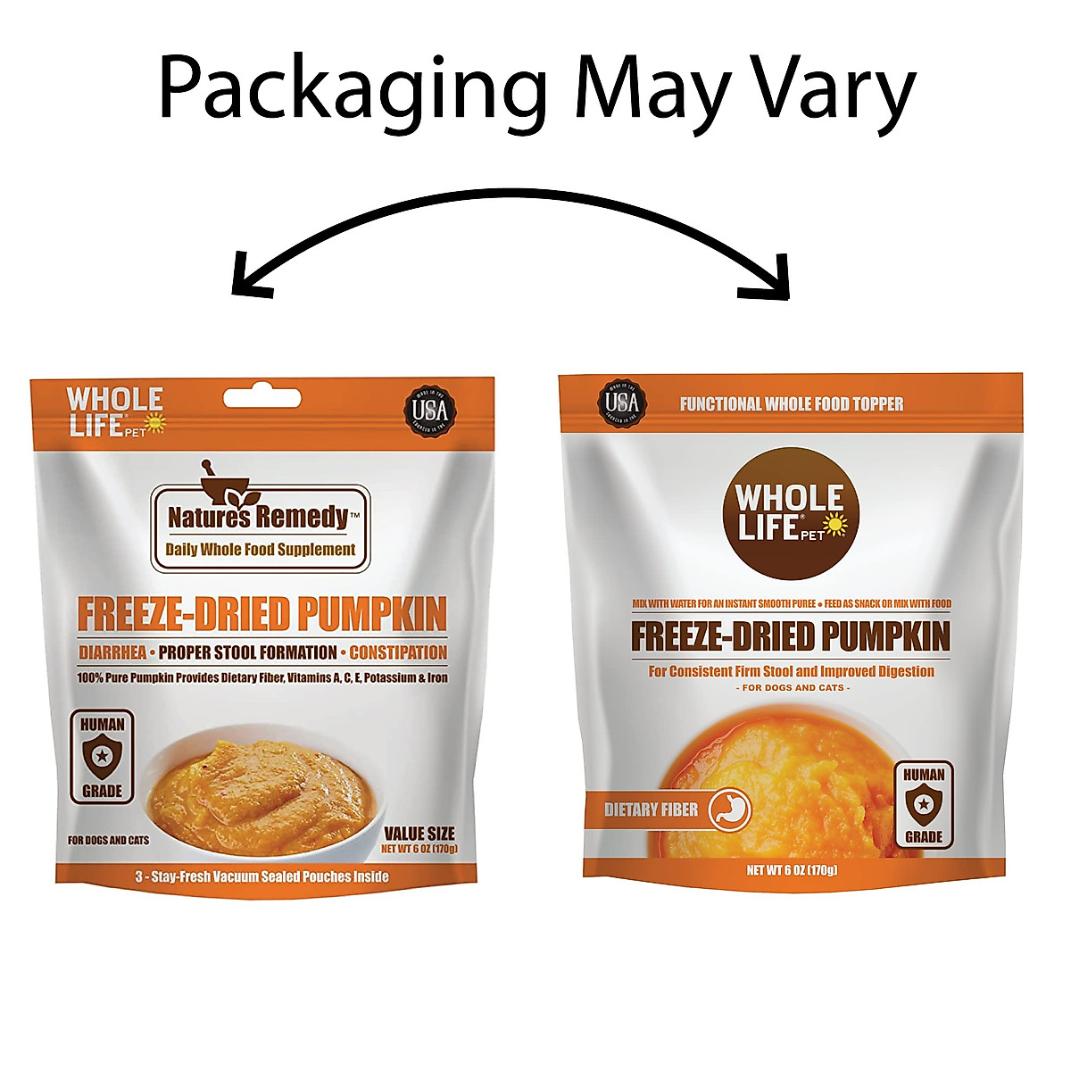 Whole Life Pet Pumpkin Powder for Dogs and Cats. Firms Stool, Relieves Diarrhea. Mix with Water for Instant Puree. No Mess or Waste from Cans. Human Grade Quality