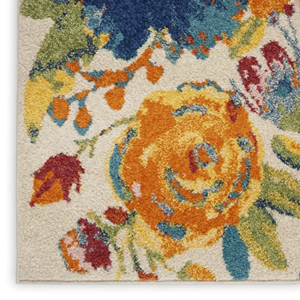 Nourison Allur Floral Ivory Multicolor 7'10" x 9'10" Area -Rug, Easy -Cleaning, Non Shedding, Bed Room, Living Room, Dining Room, Kitchen (8x10)