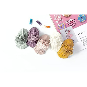 Gwenvenni Toddler Girls Double Ruffle Lace Trim Cotton Socks Frilly Dress Socks 5-Pack, Age 3-5T