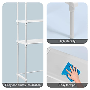 Over the Toilet Storage Cabinet, 3-Tier Bathroom Storage Shelves, Freestanding Behind Toilet Storage Standing Shelf, Above Toilet Storage Rack, Space Saver Bathroom Washroom Organizer for Home (White)