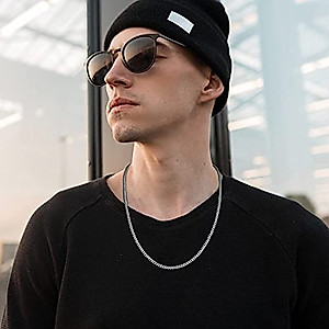 Jewlpire Diamond Cut Miami Cuban Link Chain for Men, Boys Women, Silver Hip-Hop & Cool Necklace, 316L Stainless Steel, 4mm Width, 20 Inch