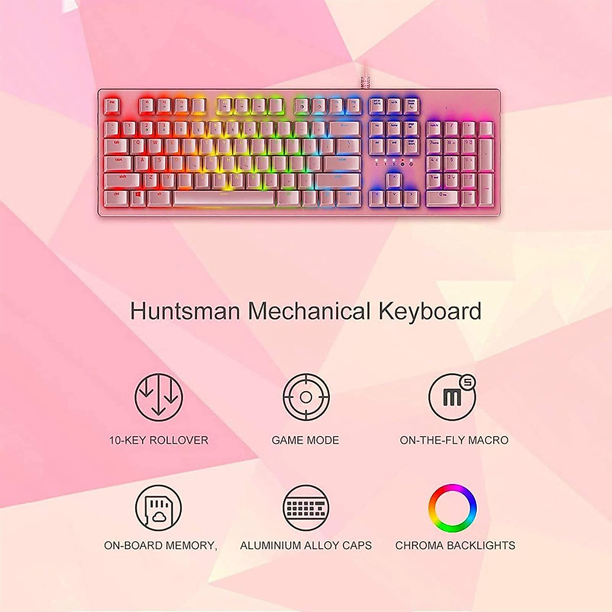 Mechanical Gaming Keyboard RGB LED Backlit Wired Keyboard with Switches for Windows Gaming PC (104Keys, pink)