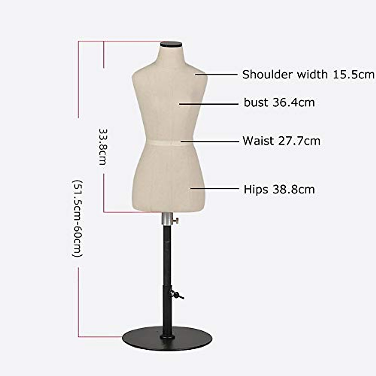 Tailors Dummy Mannequins 1:2 Scale Female Dressmakers Dummy, Small Dress Form Mannequin Manikins Adjustable Height Dollhouse Decoration Accessories Dressform Mannequin