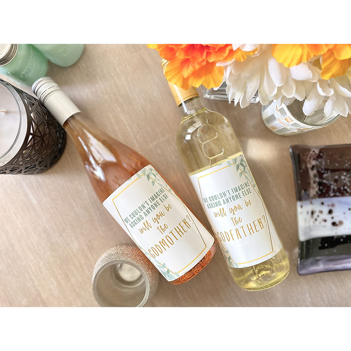 Set of 2 Godparent Proposal Gift Wine Bottle Labels - Perfect Way to Surprise Your Child’s Godmother and Godfather - Pregnancy Announcement Gift Ideas for Godparents - Will You Be The Godparents Gift