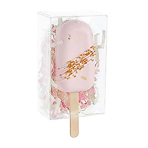 Cakesicle Treat Boxes, Clear Dessert Gift Box for Cake Pop Favors (3.7 x 2.2 In, 50 Pack)