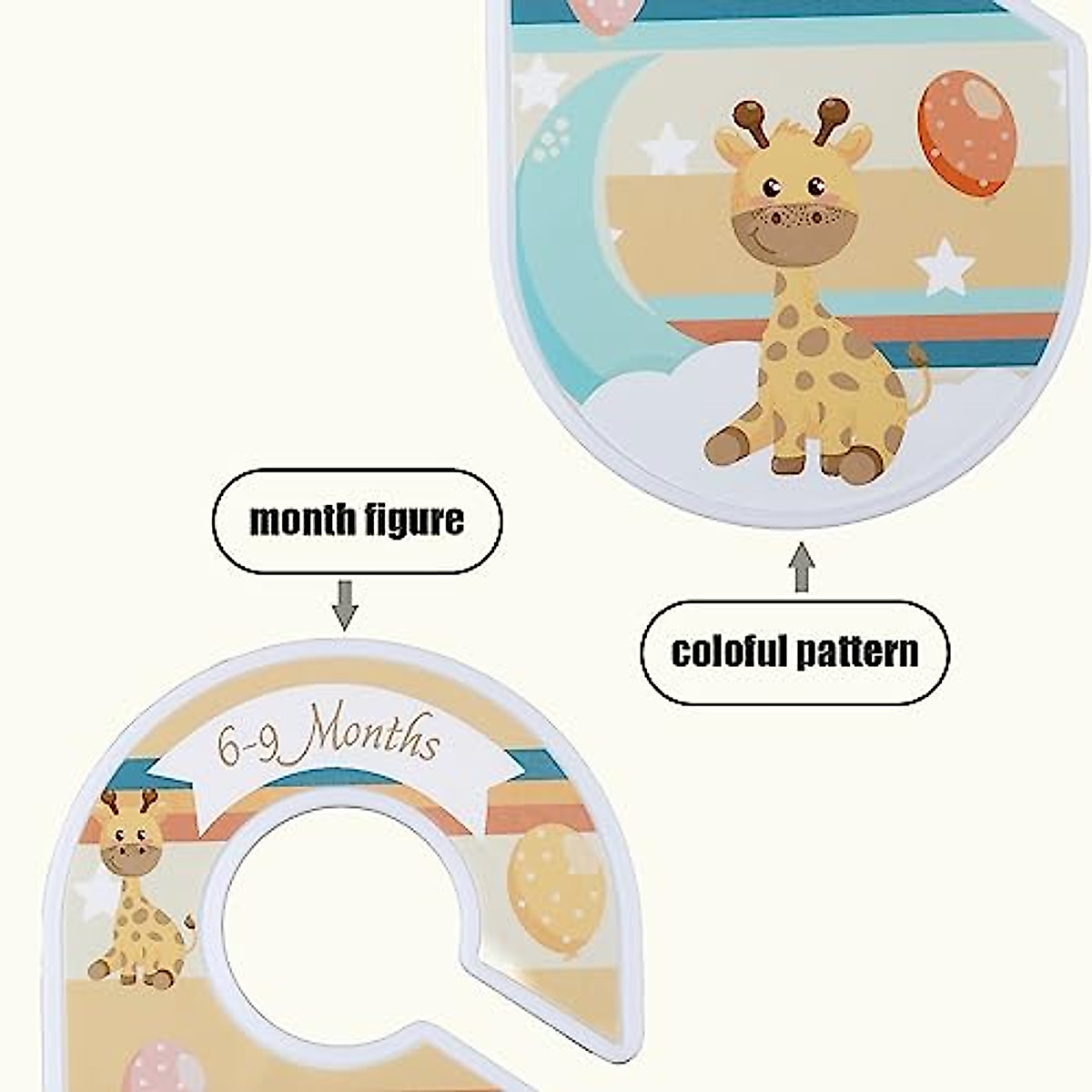 SAVITA 8pcs Baby Clothes Dividers, Nursery Closet Dividers Cute Animals Baby Closet Size Dividers from Newborn to 24 Months Nursery Closet Hanger for Infant Wardrobe