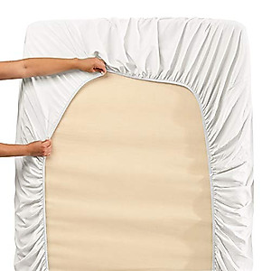 Clara Clark Flex Top King Sheets, 6 Piece Set - Hotel Luxury Sheets for Top Split King Bed, Super Soft Bedding Sheets & Pillowcases, Head Split King Sheets, White