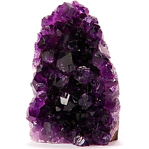 Extreme Rocks & Fossils Amethyst Cluster - .5 to 1 pounds of Powerful, deep Purple Crystals. Geode from Uruguay. Includes Bonus 3 inch Selenite Wand