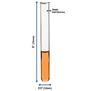 EISCO 100PK Test Tubes, 7ml - Borosilicate 3.3 Glass - 1mm Thick Walls, Beaded Rim - Superior Heat & Chemical Durability - 3" Tall, 0.5" Diameter