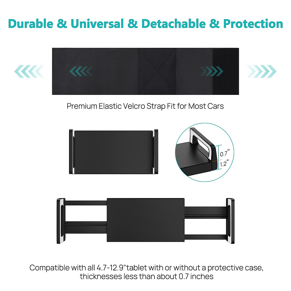 Abemala Headrest Tablet Holder, iPad Holder for Car Back Seat, Car Holder Mount for Tablet, iPhone, Fire HD and All 4.7"-12.9" Devices, Toddler Travel Essential, 360° Rotatable iPad Headrest Mount