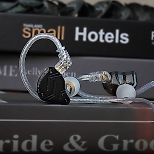 KZ ZS10 Pro X Gaming Earbuds, KZ in Ear Monitor,Upgraded 4BA 1DD KZ in Ear Monitor Headphone Multi Driver in Ear IEM Earphone with Silver-Plated Recessed 2Pin Cable for Audiophile (Dark, with Mic)