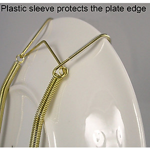 Creative Hobbies® Deluxe Plate Display Hangers, Spring Style - Assembled & Ready to Use - Hold 5 to 7 Inch Plates- Gold Wire Spring Type, Hanger Hooks & Nails Included -Pack of 3 Hangers
