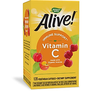 Nature's Way Alive! Vitamin C Supplement with Organic Acerola, Immune Support*, 120 Capsules
