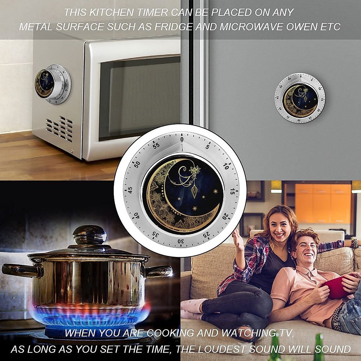 Kitchen Timer Moon Timer Magnetic Timer Mechanical Timer for Home Baking Cooking Oven