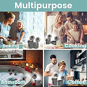 Home Intuition 4-Piece Ceramic Kitchen Canisters Set, Airtight Containers with Wooden Spoons Reusable Chalk Labels and Marker for Sugar, Coffee, Flour, Tea (Black)