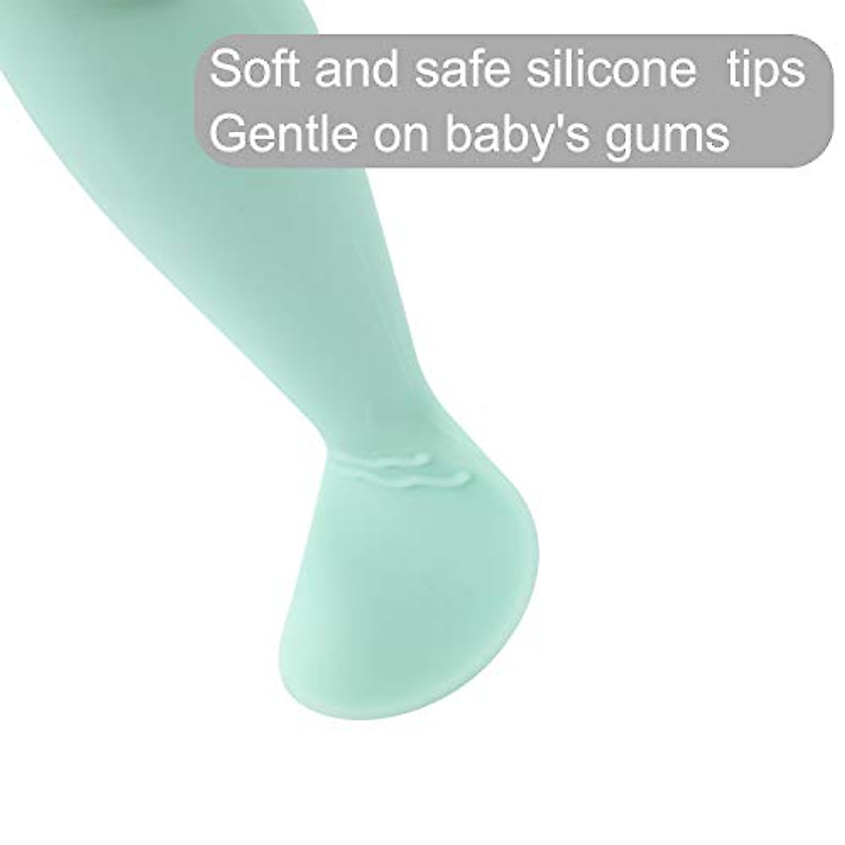 PandaEar Baby Infant Spoons BPA Free, 4-Pack, Soft Silicone, Self Feeding Fat Handle Utensil