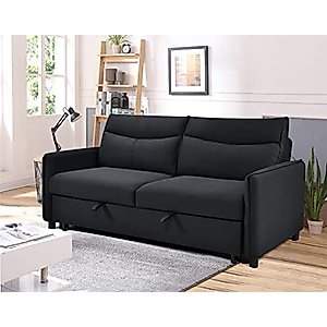 Eafurn Convertible Futon Loveseat, Black Queen Size