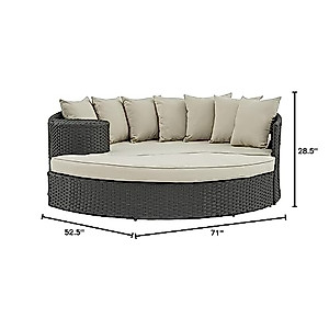 Modway EEI-1982-CHC-BEI Sojourn Wicker Rattan Outdoor Patio Sunbrella Fabric Daybed in Antique Canvas Beige