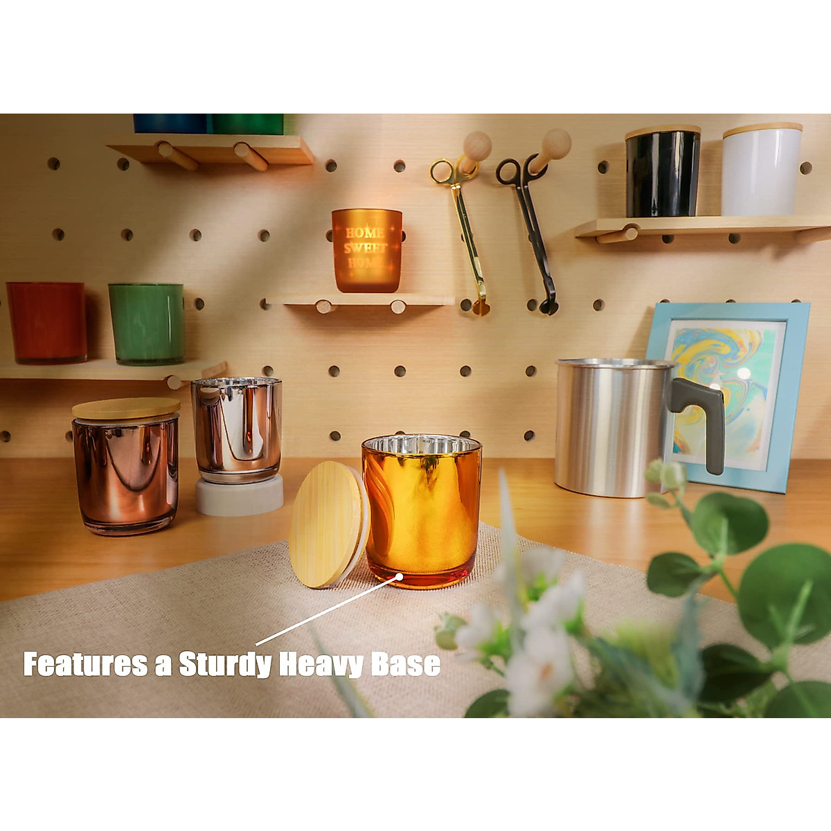 Aroparc Candle Jar, Wholesale Candle Container, 12 Pack 10oz Candle Jars with Lids Tumbler Jar for Candle Making Candle Tins Candle Making Supplies (Amber)