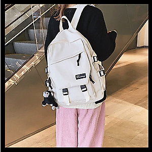 Casual Lightweight Backpack for Men Women Laptop Rucksack College School Bag Travel Durable Daypack for High School Teens (White)