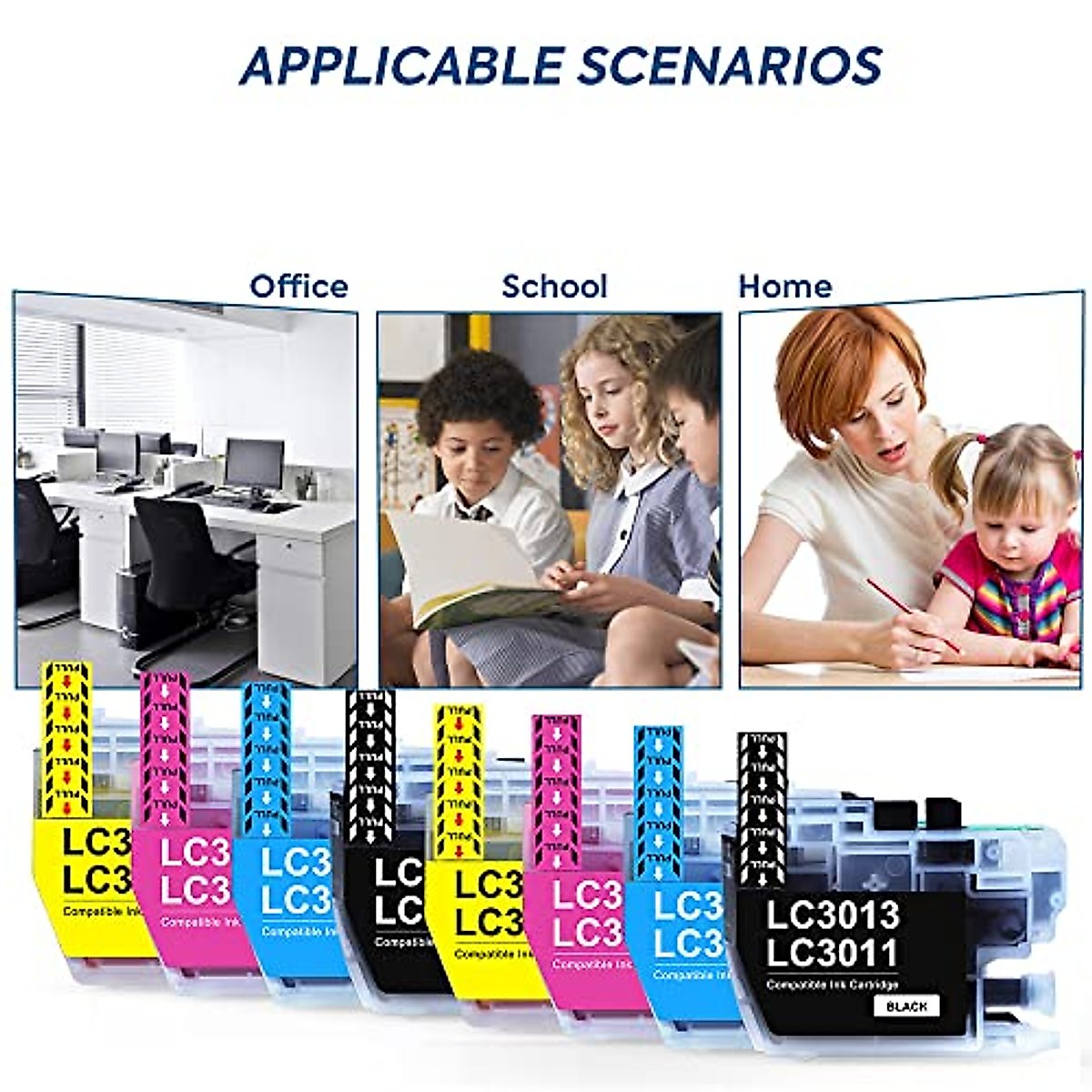 [Latest Version] LC3013 3011 ALLWORK Compatible Ink Cartridges Replacement for Brother LC3013 LC3011 Ink Cartridge Works with Brother MFC-J690DW MFC-J491DW MFC-J497DW MFC-J895DW Inkjet Printer 8 Packs