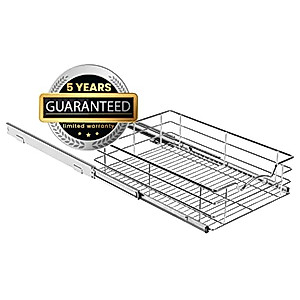 HOLDN’ STORAGE Pull Out Cabinet Organizers – 5” High Slide Pull Out Drawers for Kitchen Cabinets – Heavy Duty-with 5 Year Limited Warranty – Basket Size 14"W x 21"D x 5"H