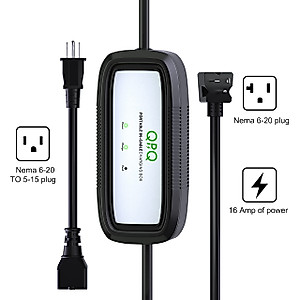 QPQ Level 1-2 EV Charger J1772 Standard Plug-in ev Chargers for Home Level 2 Cars 110V-240V 16 Amp 3.5 kW Portable Electric Vehicle Charging Stations Portable ev Charger j1772 Extension Cable