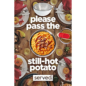 served Brand | Premium Small Serving Bowl - Keep Food Hot or Cold for Hours with our Vacuum-Insulated, Double-Walled, Copper-Lined Stainless Steel Serving Bowl (White Icing)