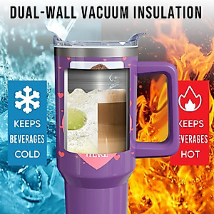 Personalized Gifts 40 Oz Tumbler with Handle and Straw, Custom Tumbler with Add Name, Photo, or Logo, Stainless Steel Double Walled Vacuum Insulated Cup, Customized Photo Gifts for Women Men