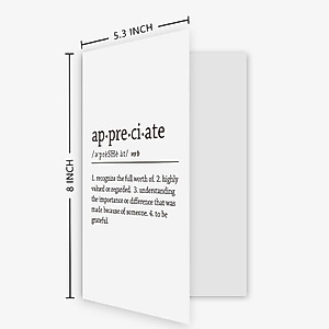 Ogeby Cute Appreciate Definition Card, Funny Thank You Card for Him Her, Lovely Thankful Greeting Card for Teacher Boss