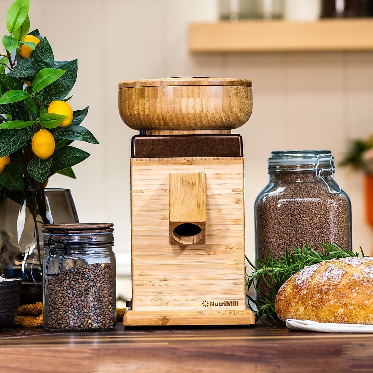 NutriMill Harvest Electric Stone Grain Mill, 450 Watt - Bronze