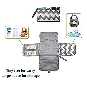 Portable Baby Diaper Changing Pad with Built-in Head Cushion Travel Changing Mat (Basic Pattern)