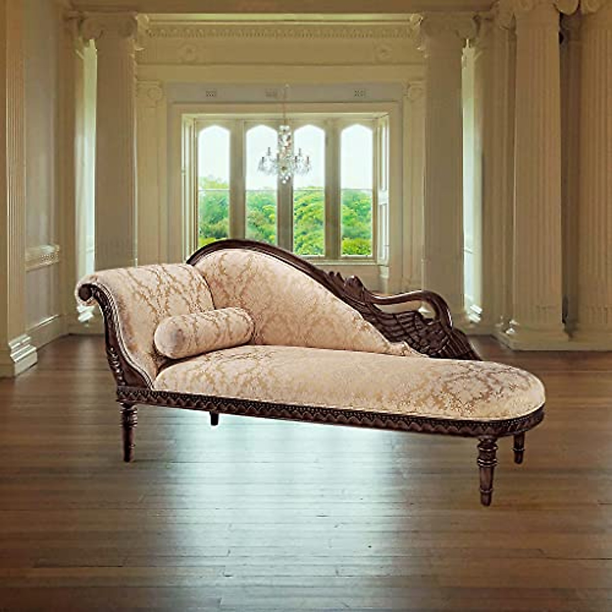 Design Toscano Swan Fainting Left Version Couch, 73", walnut