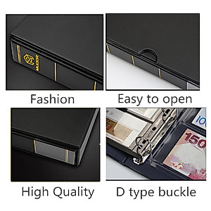 MUDOR Empty Stamp Albums Stockbook for Professional Collectors, Classic Binder with Slipcase (Black)