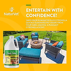 NaturVet – Yard Odor Eliminator Plus Citronella Spray – Eliminate Stool and Urine Odors from Lawn and Yard – Designed for Use on Grass, Patios, Gravel, Concrete & More – 64oz Refill (No Hose Nozzle)