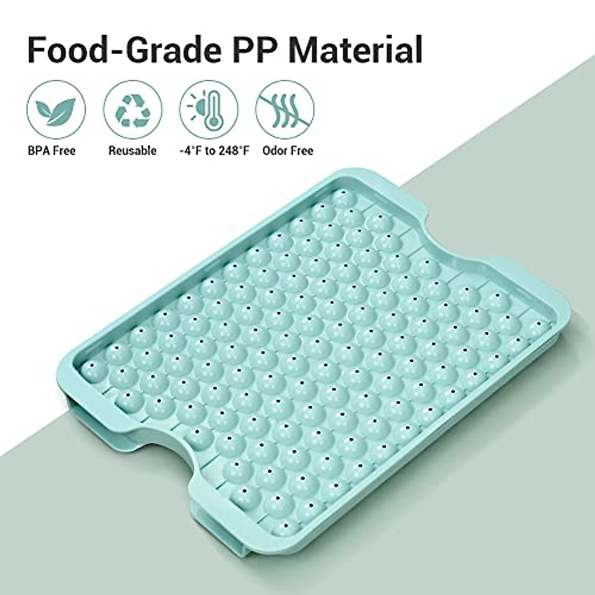 Combler Mini Ice Cube Tray with Lid and Bin, Ice Trays for Freezer 3 Pack, Upgraded 123X3 Pcs Small Round Ice Cube Trays Easy Release, Mini Ice Maker, Crushed Ice Tray for Chilling Coffee Drinks, Blue