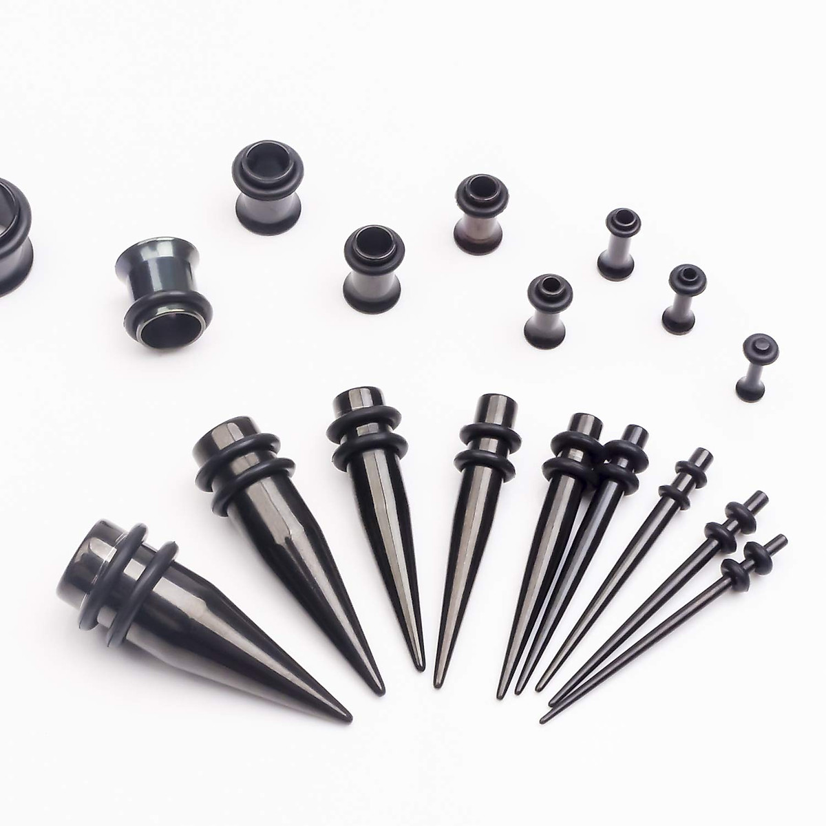 CABBE KALLO 14G-00G 36pcs Ear Gauges Stretching Kit Surgical Steel Tapers Tunnels Plugs Piercing Set Body Jewelry