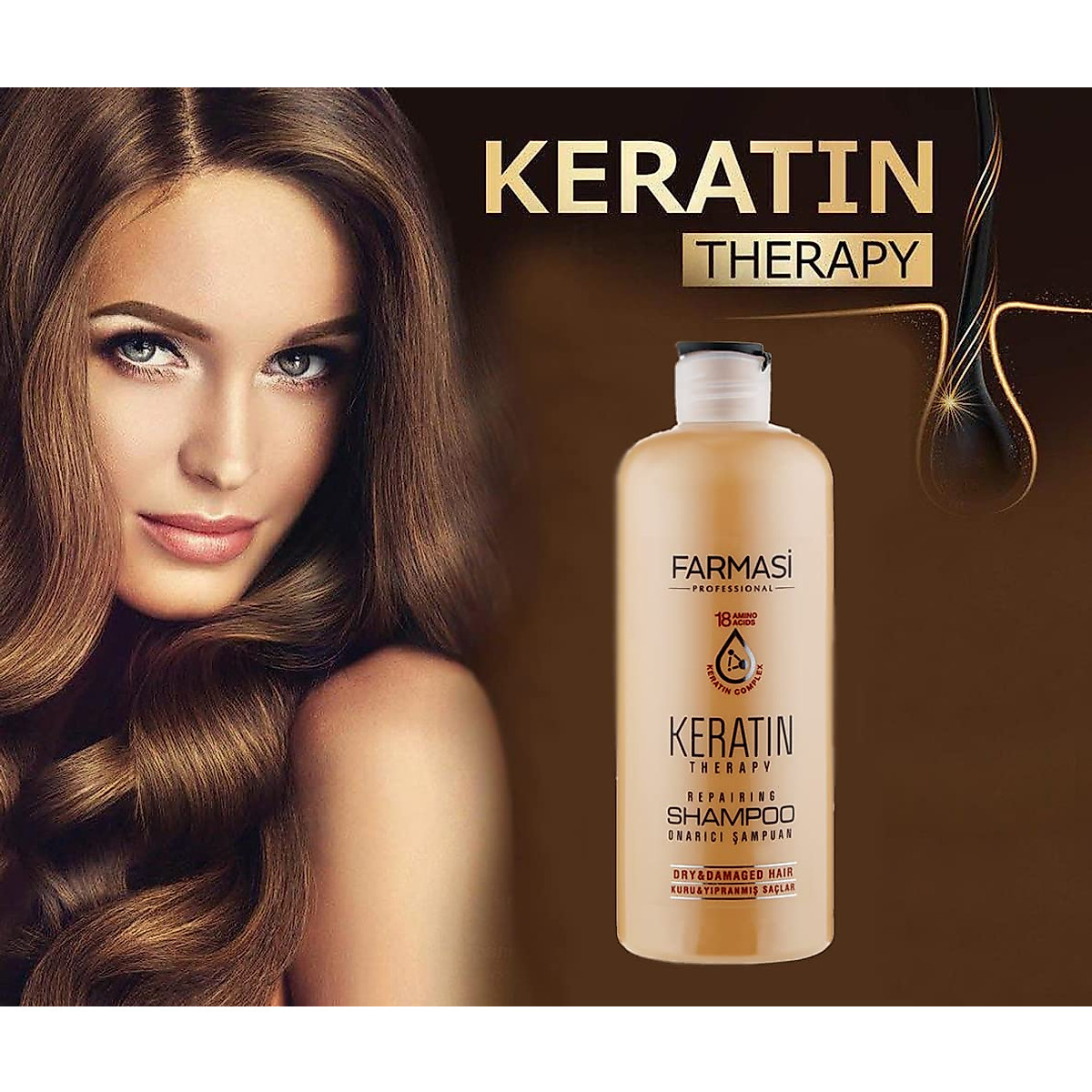 FARMASi Keratin Theraphy Repairing Shampoo for Dry and Damaged Hair 360 ml / 12.2 fl.oz
