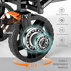 Uyittour Collapsible Wagon Cart Heavy Duty Foldable, Portable Folding Wagon with Ultra-Compact Design, Utility Grocery Wagon for Camping Sports Shopping, Black