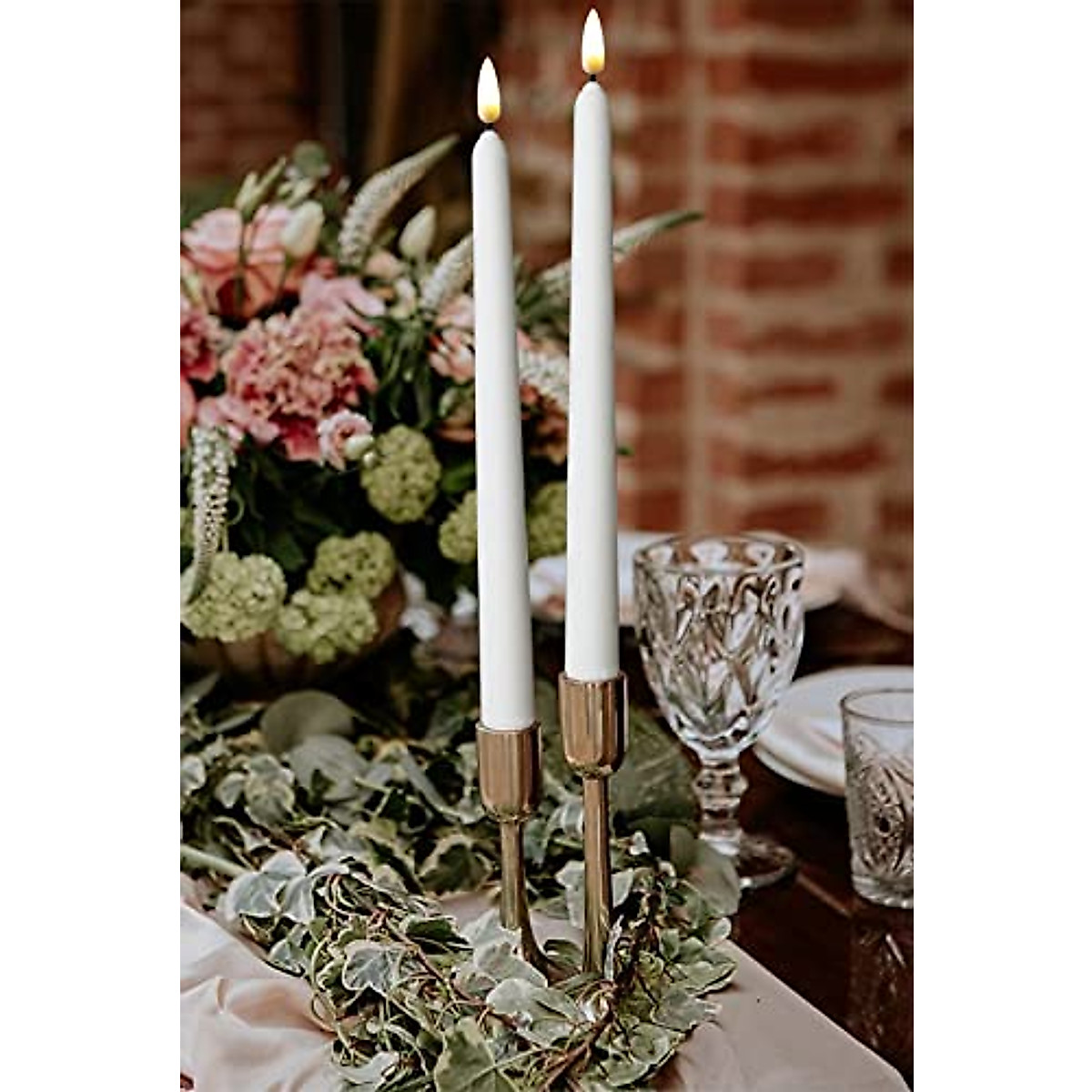 10Pack Flameless Taper Candles, Ivory WAX Coverd, 11-Inch, LED Battery Flickering Candle with 2 Remote Controls, Timer, for Candle Holders and Candlesticks, for Wedding, Christmas, Patry, Hotel