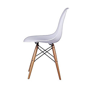 GIA Contemporary Armless Dining Chair with Wood Legs, Set of 4, White