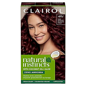 Clairol Natural Instincts Demi-Permanent Hair Dye, 4RV Dark Burgundy Hair Color, Pack of 1