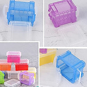 LapangZi 6 Pack Mini Storage Boxes Plastic Storage Box Organiser Box with Lid Small Storage Bin Box