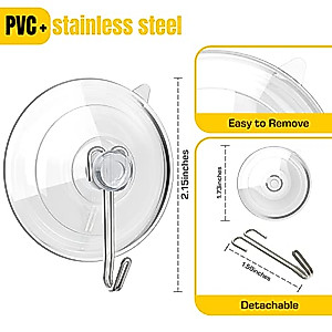 HangerSpace Suction Cup Hooks, Upgrade 1.77 Inches Clear PVC Window Suction Cups with Metal Hooks Removable Small Suction Cups for Glass Kitchen Bathroom Shower Wall Door - 12 Packs