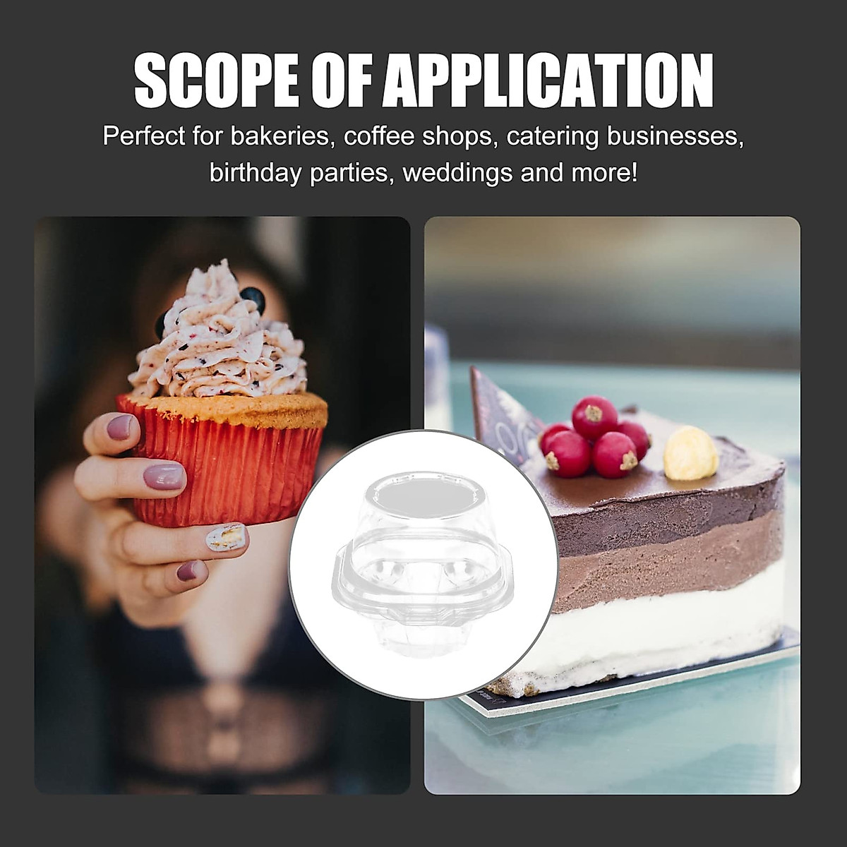 SOLUSTRE 150 Pcs Cake Packing Box Disposable Cupcake Cases Moon Cake Trays Hinged Cake Containers Cupcake Carrier Transparent Containers with Lids Cake Holder Sandwich Cheese The Pet