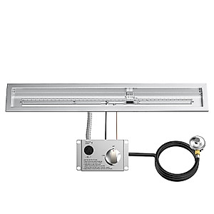 Skyflame Spark Ignition Gas Fire Pit Burner Kit, 48" Linear Stainless Steel Complete Drop-in Burner Kit with Flame Sensing, CSA Certified, Propane Regulator Connector Hose Set for Propane Tank
